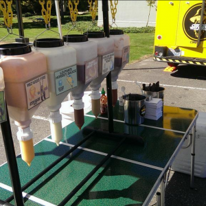 Liquid Dispenser for sauce, soap and liquids - Hanging Gravity Fed System