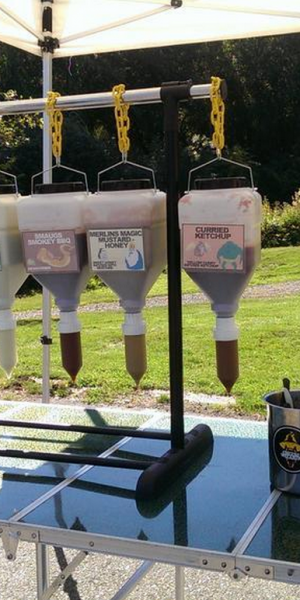 Liquid Dispenser for sauce, soap and liquids - Hanging Gravity Fed System