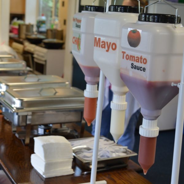 Liquid Dispenser for sauce, soap and liquids - Hanging Gravity Fed System